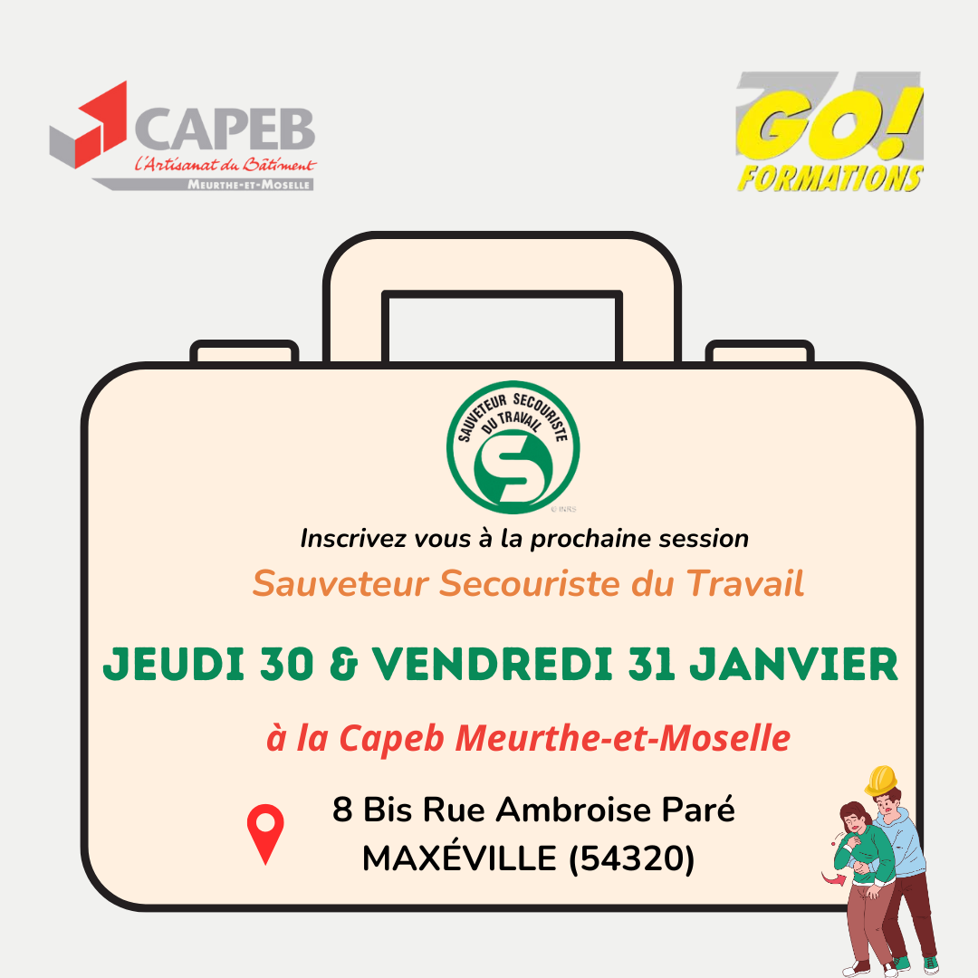 Dernières places disponibles Atelier D.U et Formation SST ! ・ CAPEB